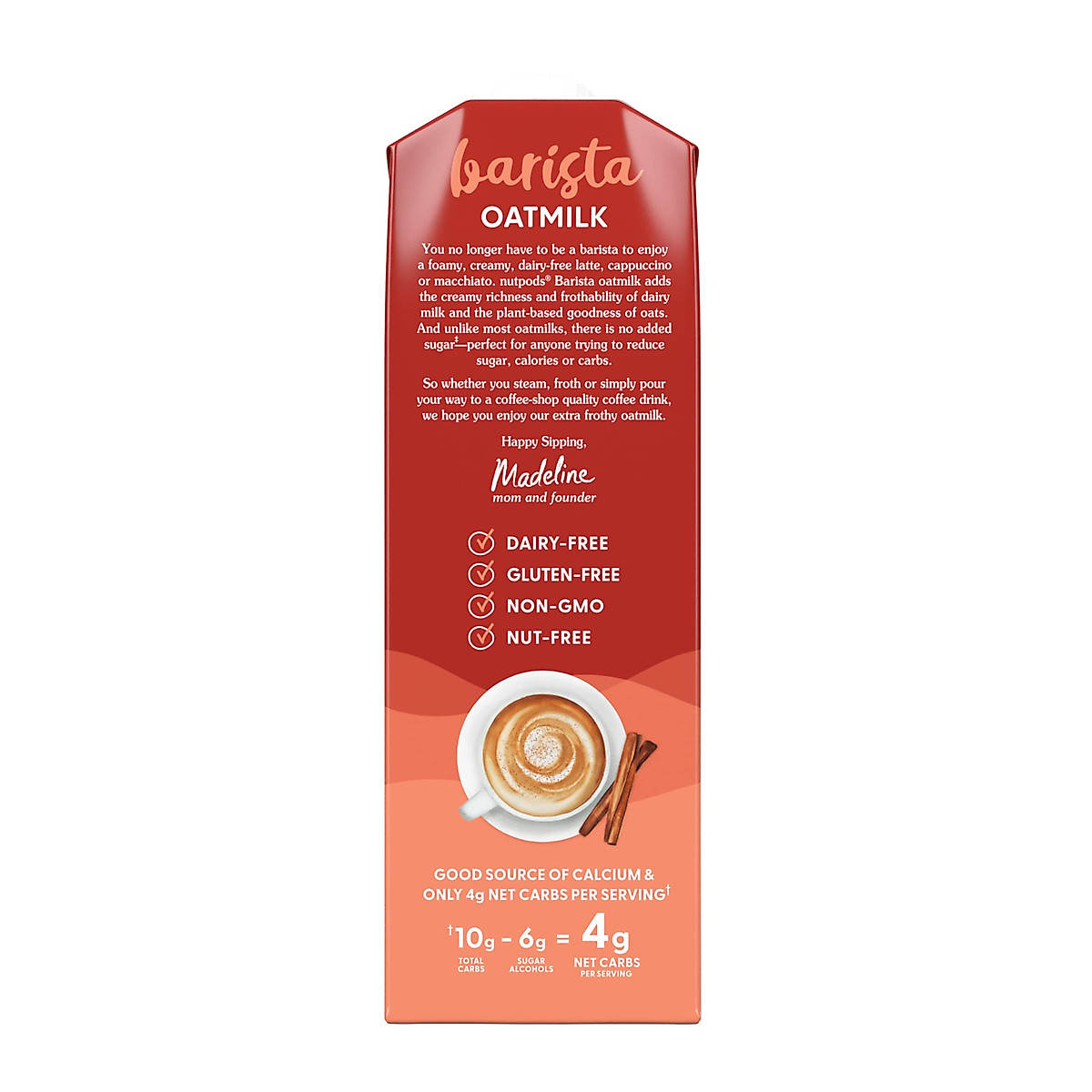 nutpods Cinnamon Dolce Barista Oat Milk - Sugar Free Non Dairy Milk Made from Oats - Keto Oatmilk Barista Blend - 70 calories, Gluten Free, Non-GMO, Vegan, Kosher, 32 fl oz (3-Pack)