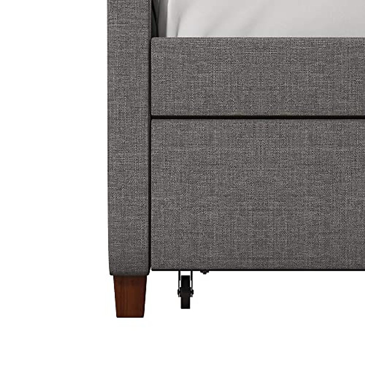 Novogratz Her Majesty Upholstered Daybed and Trundle, Twin Over Twin, Grey Linen