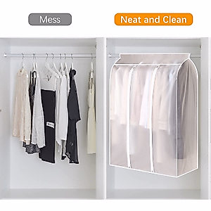 50'' Garment Bags for Hanging Clothes, Large Translucent Frosted Garment Rack Cover Bags Clothing Storage Bag with Zipper for Hanging Shirts, Coats, Dresses, Suits, Seal Closets to Protect Clothing