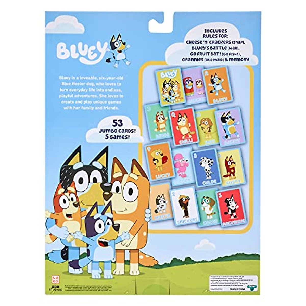 Bluey 5-in-1 Card Game Set - Includes 53 Jumbo Cards