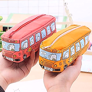 Pencil Bag, Pencil Case, Kawaii Pencil Pouch, Large Capacity Canvas Pen Bag, School Bus Shape Pencil Bag(blue)