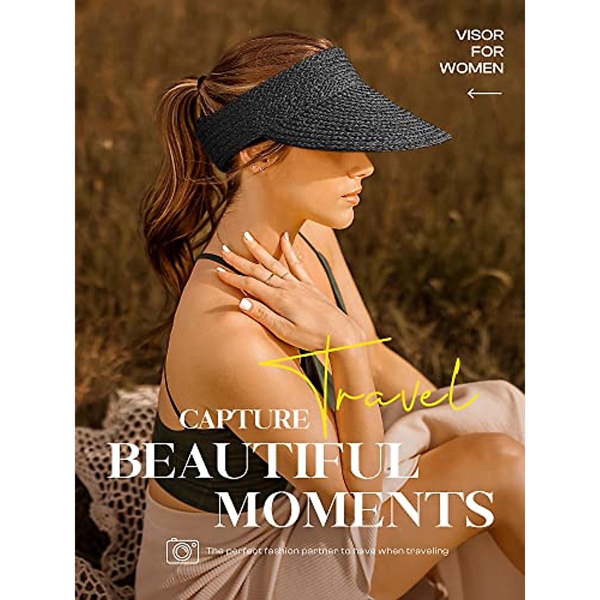 Sun Hat Womens, Straw Hats for Women, Visors for Women Beach Hats for Women Straw Visors for Women Made of Natural Raffia