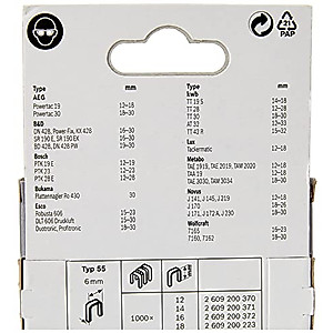 Bosch Professional 1609200372 Black Staples Type 55 60x108x16, 60 x 108 x 16 mm