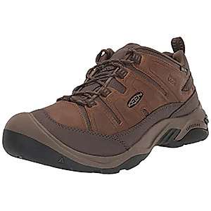 KEEN Men's Circadia Low Height Comfortable Waterproof Hiking Shoes, Shitake/Brindle, 14 Wide