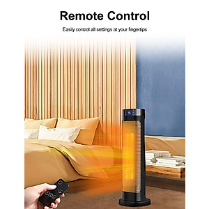 MEPTY Space Heater, 1500W Fast Heating Ceramic Electric Heaters with Remote,Thermostat, Oscillation, 1-12H Timer, Overheating & Tip-Over Protection, Portable Heater for Indoor Use (Black)