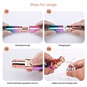 YFSMART Facial Hair Remover for Women, Portable Electric Epilator for Cheeks, Chin, Upper Lip & Arms, Waterproof Hair Trimmer (Black) (S001)