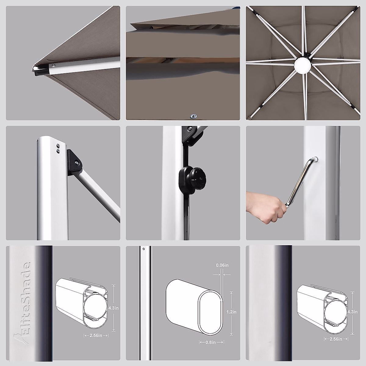 EliteShade USA 9FT Patio Umbrella Replacement Covers 8 Ribs Market Umbrella Canopy Cover (CANOPY ONLY) (Rust)