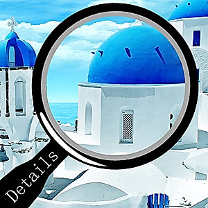 PINKNORDIC Santorini Landscape Beach Canvas Wall Art Mediterranean Blue Churches Seascape Nordic Style Canvas Painting Prints for Home Living Bathroom Wall Decor 12x12inchX3pcs