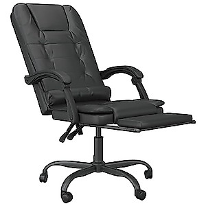 Home Office Chair, Ergonomic Office Chair, Massage Reclining Office Chair Black Faux Leather Suitable for Home Office