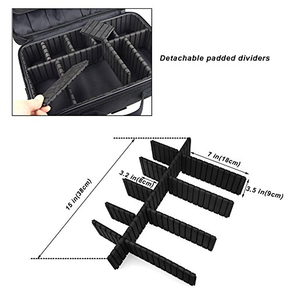 goldwheat Travel Makeup Case Beauty Cosmetic Bag Multifunctional Makeup Bag with Adjustable Shoulder Strap