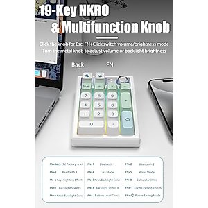 TISHLED Gasket Creamy Mechanical Numpad Programmable Macro Keypad Wireless 2.4G/Bluetooth 5.0/Wired USB-C RGB Backlit Hot Swappable Number Pad Rechargeable Numeric Keyboard Metal Knob for Win/Mac