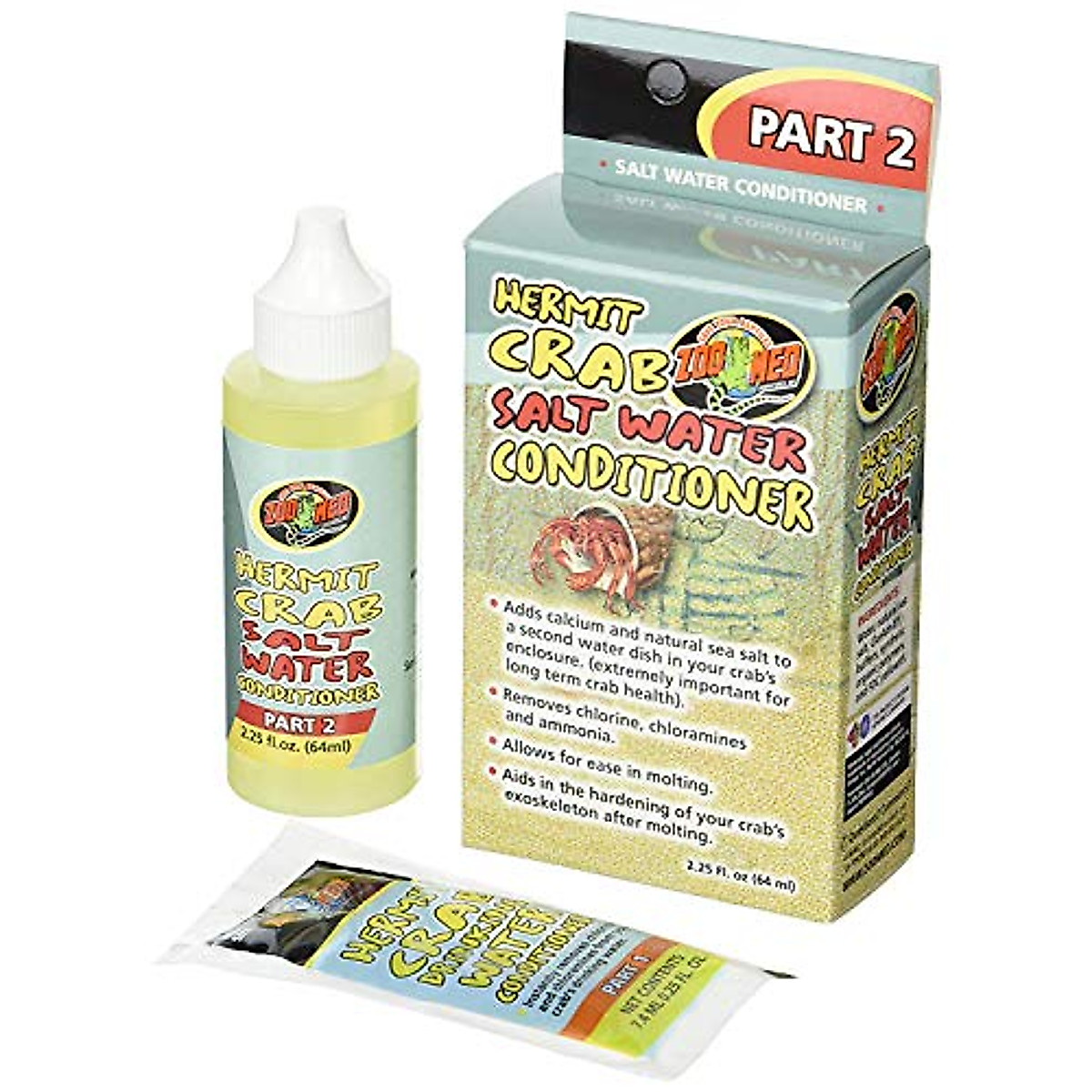 (3 Pack) Zoo Med Hermit Crab Salt Water Conditioner, 2.25-Ounce Each