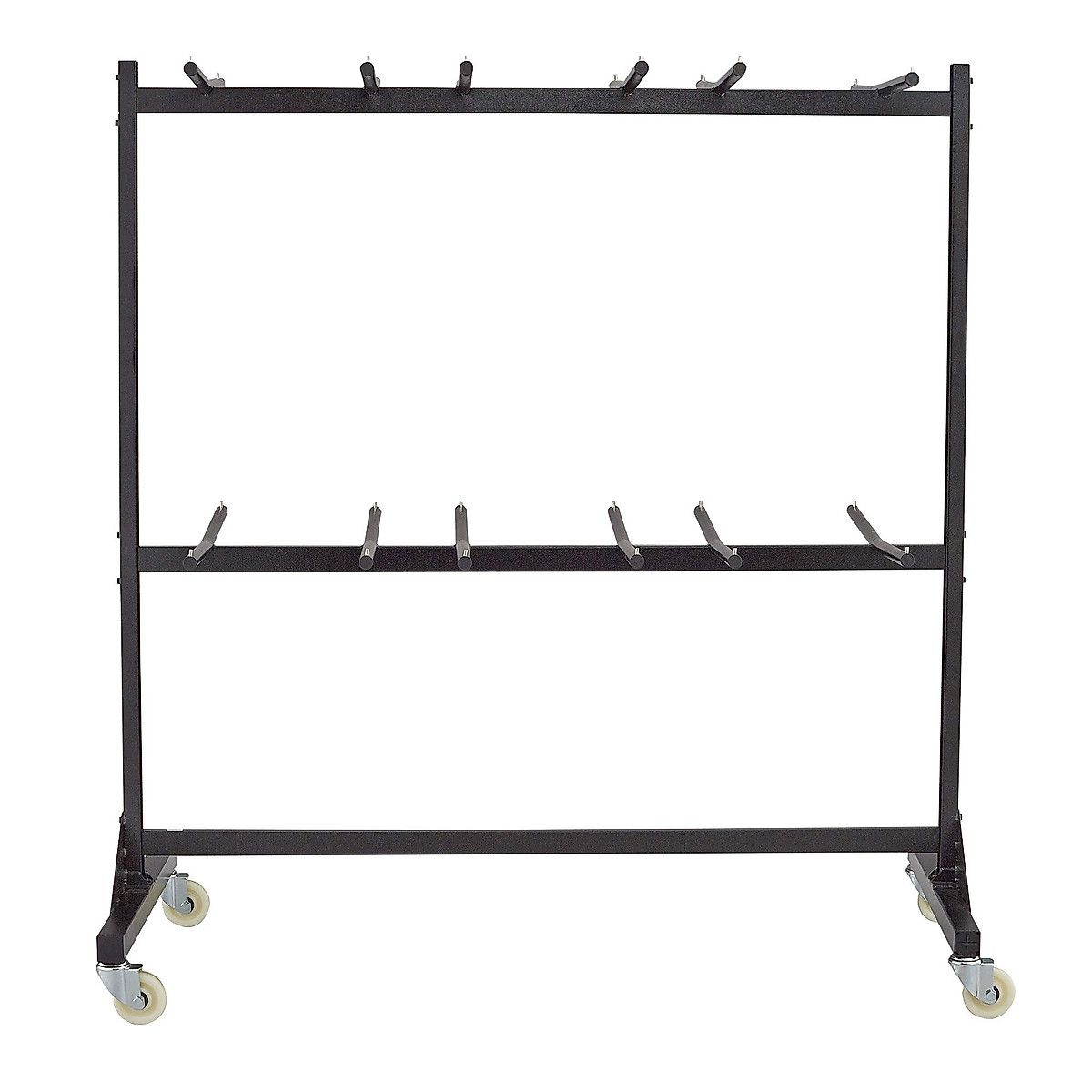 Safco Products Two-Tier Folding Chair Cart, 4199, Commercial Grade Steel, 84 Chair Capacity, Black,33.5"D x 64.5"W x 70.25"H