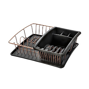 Metaltex Aquatex Copper Dish Drainer with Tray, Metal, Copper, 35x30x12 cm