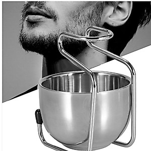 Shaving Bowl Stainless Steel, 2 in 1 Men's Shave Cup with Stand Holder Set for Safety Brush Bowl Grooming Tool Male Face Beard Cleaning