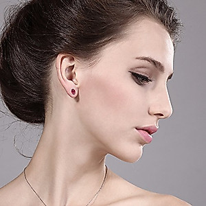 Gem Stone King 18K Yellow Gold Plated Silver Pink Tourmaline Earrings | 1.70 Cttw | Oval 7X5MM Stud Earrings | Gold Earrings for Women