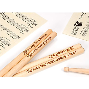 Personalized Custom Drum Sticks + Optional Gift Box - 5A Size | Design A Truly Unique Present | Laser Engraved
