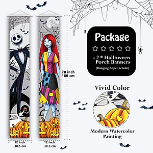 Jack Sally Banners Porch Signs Halloween Decor Christmas Nightmare Banner Halloween Decorations Outdoor Before Party Banner