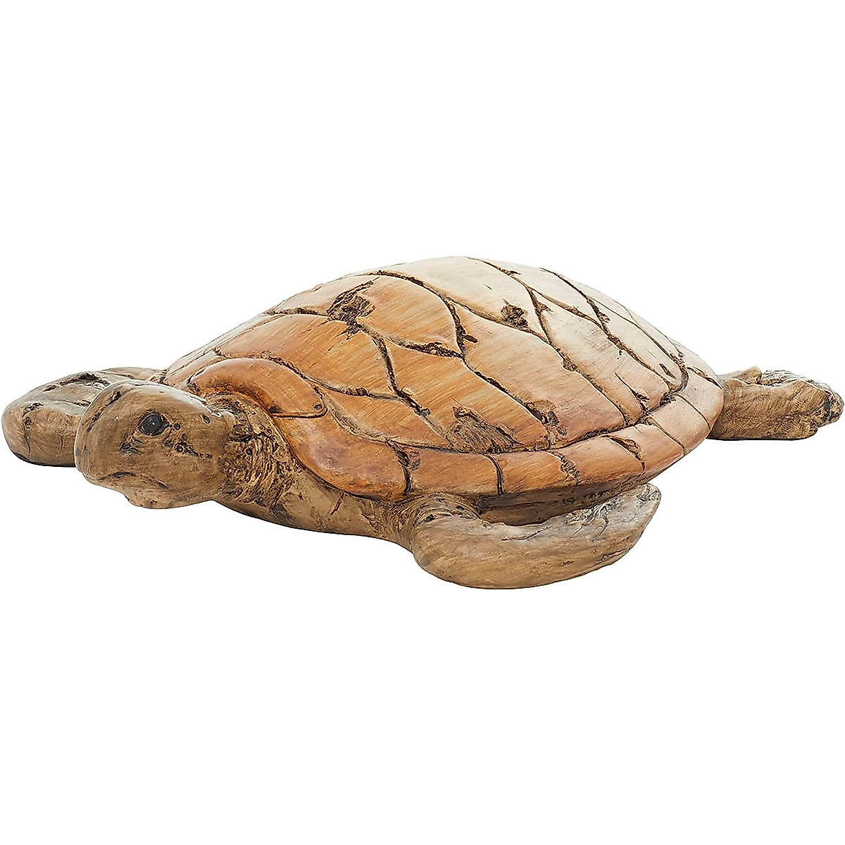 Driftwood Sea Turtle Statue Rustic Wood Look Garden Turtle Coastal Home Decor