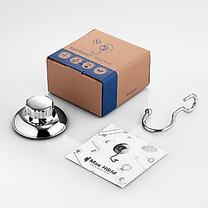 MaxHold No-Drilling/Suction Cup Single Robe Hook - Vaccum System - Stainless Steel Never Rust - for Bathroom & Kitchen Storage