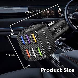 Car Charger Adapter,6 Ports USB QC3.0 Fast Car Charger QC3.0/3.1A,32V Upgraded Smart Shunt Car Phone Charger Compatible iPhone 14 13 12 Pro Max/All Smart Phones (Black)