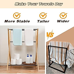 3 Tier Standing Towel Rack, Towel Drying Rack Outdoor, Freestanding Floor Towel Rack with Shelf, Pool Towel Blanket Stand, Towel Racks for Bathroom freestanding, Black