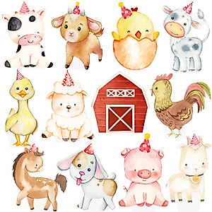 48Pcs Farm Animal Cupcake Toppers Farm Birthday Party Decoration Farm Theme Cupckae Toppers for Barnyard Party Farm Animal Birthday Baby Shower Supplies