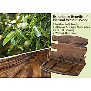 TESLYAR Natural Walnut Wood Phone Docking Station Phone Key Holder Wallet Stand Watch Organizer Men Husband Wife Anniversary Dad Birthday Nightstand Purse Father Graduation
