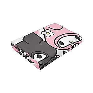 Kuromi and My Melody Flannel Throw Blanket Fringe Lightweight Cozy Ultra Soft Couch Bed Sofa Chair for Kids Boys Girls Adults 50"X40"