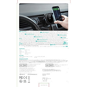 ESR for MagSafe Car Mount Charger, 15W Magnetic Wireless Car Charger, for MagSafe Car Charger, Air Vent Phone Holder for iPhone 16/15/14/13/12, Galaxy S25/S25 Ultra, with 36W QC 3.0 Fast Car Charger