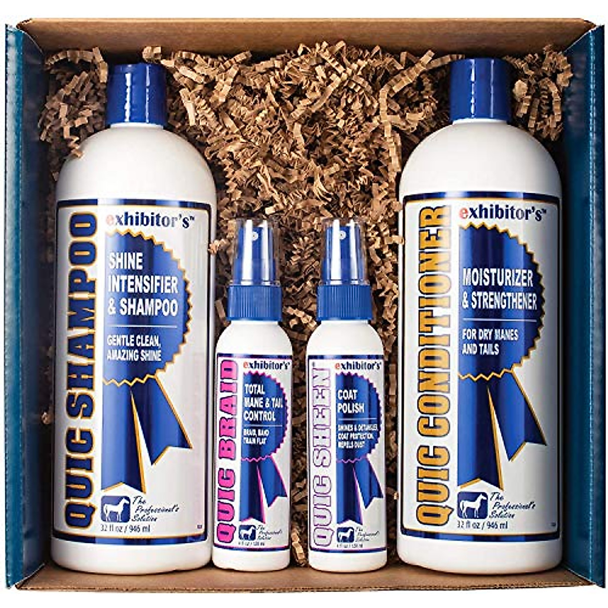 exhibitor's Quic Shampoo and Conditioner 64 Oz with Free Quic Braid and Quic Sheen Detangler
