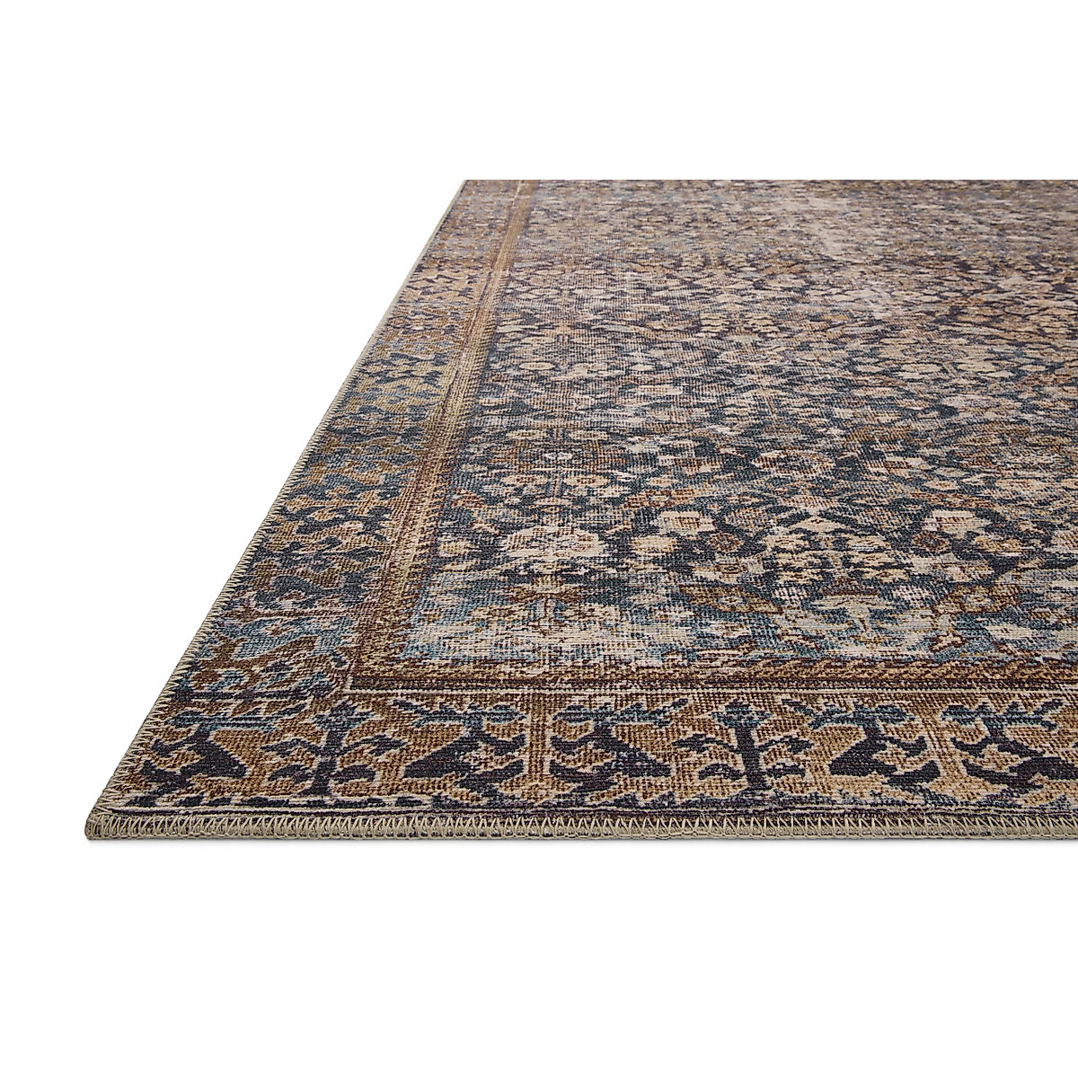 Loloi Amber Lewis x Loloi Georgie Collection GER-05 Denim / Spice, 3'-0" x 12'-0", 0.19" Thick Runner Rug