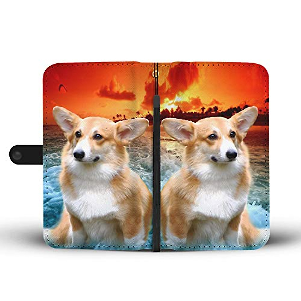 Dog Print Phone Case, Bearded Collie Dog Print Smartphone iPhone Wallet Case. Stunning Faux Leather Wallet Phone Cover/Stand for Samsung Galaxy, iPhone 6/7/8/X with RFID Protection