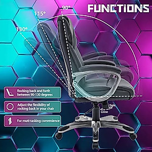 SNUGWAY Ergonomic Height Adjustable 360 Swivel Computer Desk PU Leather Gaming Chair