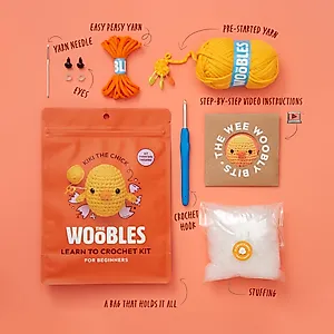 The Woobles Beginners Crochet Kit with Easy Peasy Yarn as seen on Shark Tank - with Step-by-Step Video Tutorials - Kiki The Chick