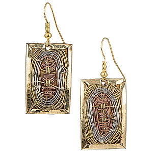 Handmade 3 Toned Basket Weave Earrings | SPUNKYsoul Collection (Rectangle)