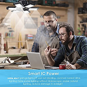 KASLIGHT 2 Pack Garage Light, 160W 16000LM 6500K Deformable Garage Ceiling Lights with 6 Adjustable Panels Led Garage Light, Bright Shop Lights for Garage Attic Workshop Basement Bay Warehouse