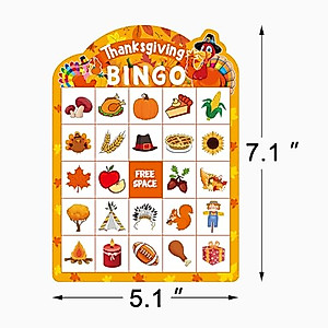 OUNENO Thanksgiving Bingo Game Cards - 30 Player Party Game for Family, Classroom, and Birthday Celebrations