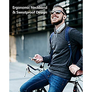 Neckband Bluetooth Headphones,Wireless Bluetooth Headphones with Retractable Earbuds, CVC8.0 Noise Cancelling Stereo Headset Call Vibrate Alert Earphones with Mic (Black 2023)