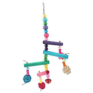Bird Toys Natural Wooden Parrot Hanging Swing Toy Suitable for Medium and Small Parrots & Birds