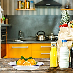 Angoily Enamel Dinner Set Salad Bowl Enamel Plates Enamelware Dinner Plates Serving Platter Trays Retro White Round Shallow Bowl Plate for Pasta Salad and Reusable 20cm Pasta Bowls Enamelware Dishes