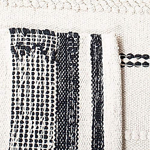 SAFAVIEH Striped Kilim Collection 3' x 5' Ivory / Black STK512A Handmade Flatweave Cotton Area Rug