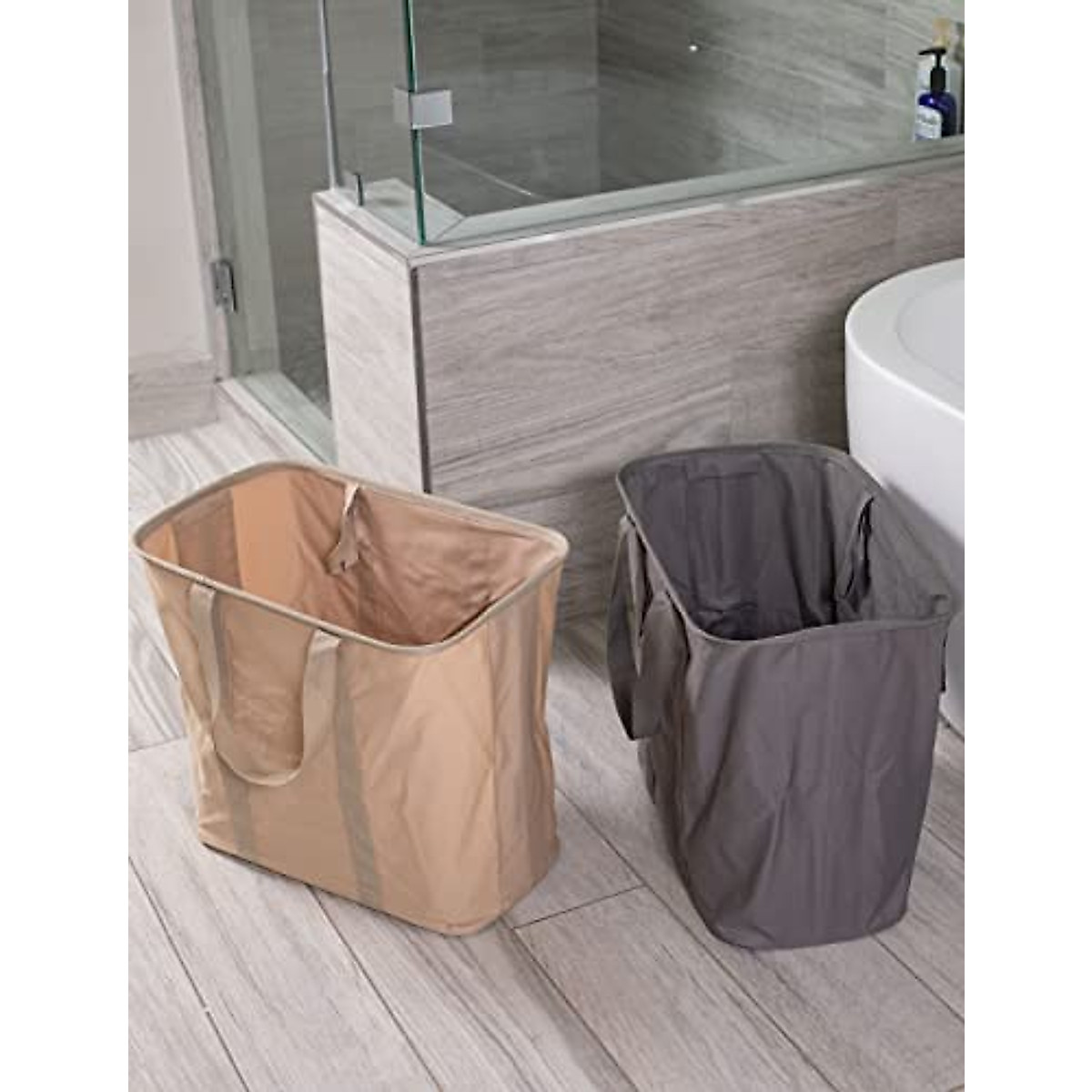 BIRDROCK HOME 75L Collapsible Laundry Basket Caddy - Grey - XL Foldable Tote Bag for Dirty Clothes - Strong Handles - Durable Fabric - Water Resistant - Lightweight