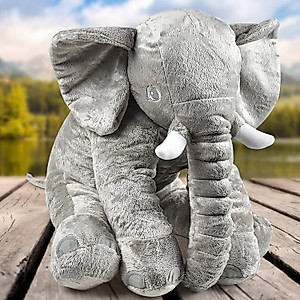 THISMY Large Stuffed Animal Elephant Stuffed Plush Toy for Boys and Girls 3+ Years Old,24 Inches/Grey