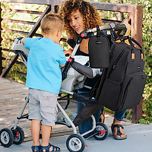 Backpack Diaper Bags For Toddler Boy Girl Baby Bags For Newborn Unisex Dad Mom With Changing Pad, Bottle Insulation Bags And Stroller Straps (Black)