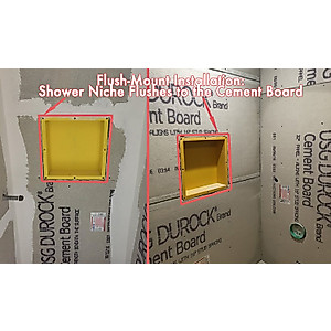 Ready For Tile Waterproof Leak Proof 16" x 14" Bathroom Recessed Shower Niche - Single Bathroom Shelf Organizer Storage For Shampoo & Toiletry Storage STR-1614 - Flush Mount Installation