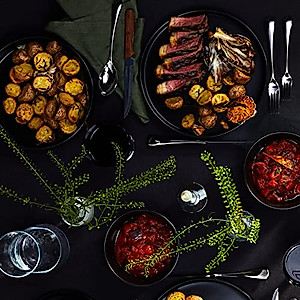 Stone Lain Coupe Dinnerware Set, Service For 8, Black Matte, 32 Piece