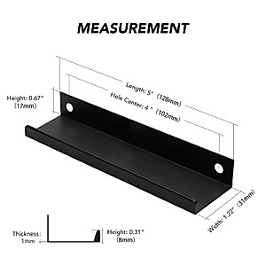 Ravinte 20 Pack Finger Pulls for Cabinets 128mm/5 Length Black Edge Pulls Matte Black Finger Cabinet Pulls Concealed Handles for Kitchen Drawer Finger Edge Pull Tab Handle