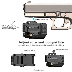 CRONHAWK 500 Lumens Tactical Weapon Flashlights Laser Sight - Rail-Mounted Light and Green Laser Light Combo for Pistol with Picatinny Rail and GL Rails - Magnetic Charging Port