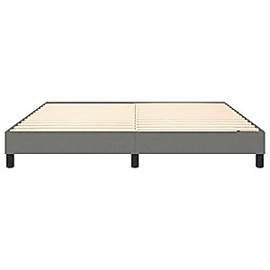 vidaXL Box Spring Bed Frame Home Indoor Bedroom Bed Accessory Wooden Upholstered Double Bed Base Furniture Dark Gray 76"x79.9" King Fabric